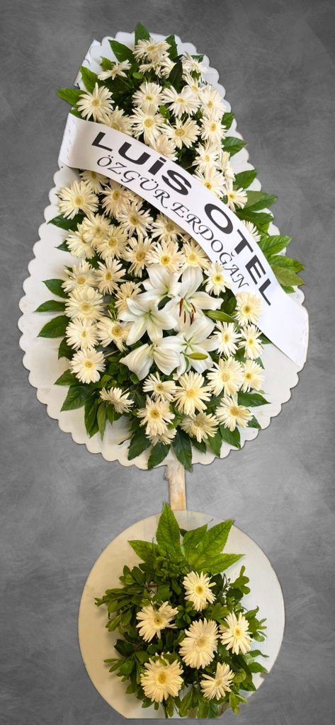 DÜĞÜN&AÇILIŞ ÇİFT KATLI LİLYUM BEYAZ GERBERA ÇELENK | Royal Flowers